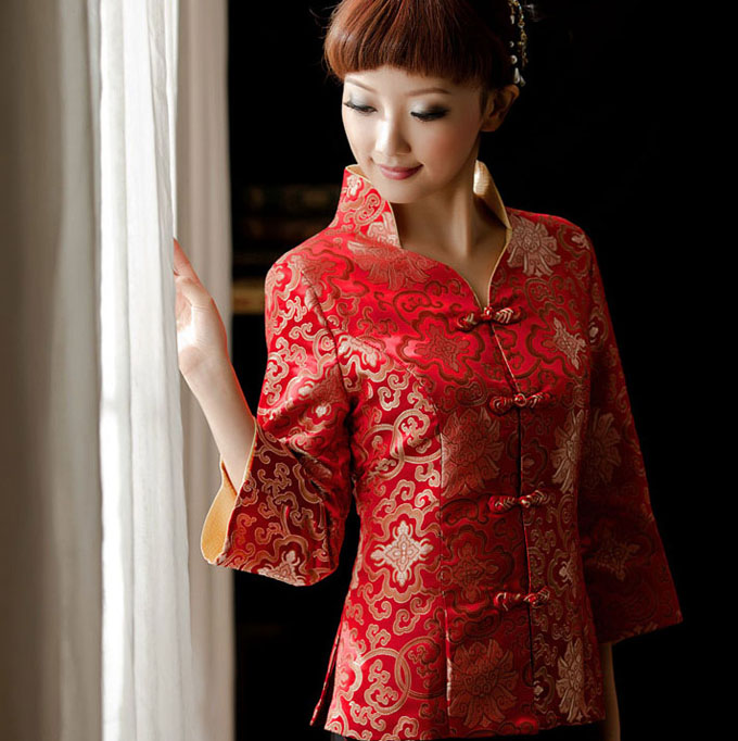 Red rich flower brocade Chinese Clothes CCJ138 - Custom-made Cheongsam ...